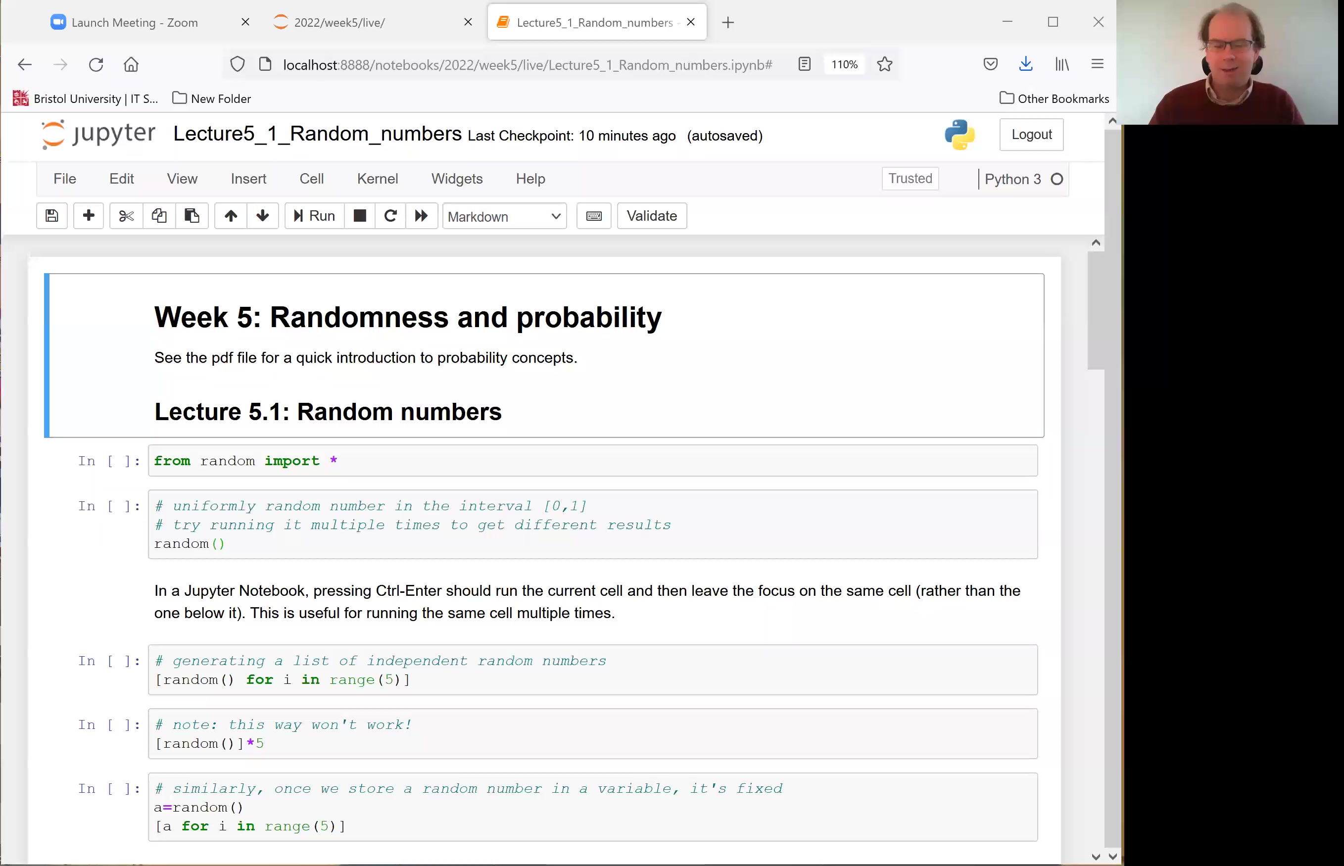 Mathematical Programming 2022 Lecture 5.1: random numbers