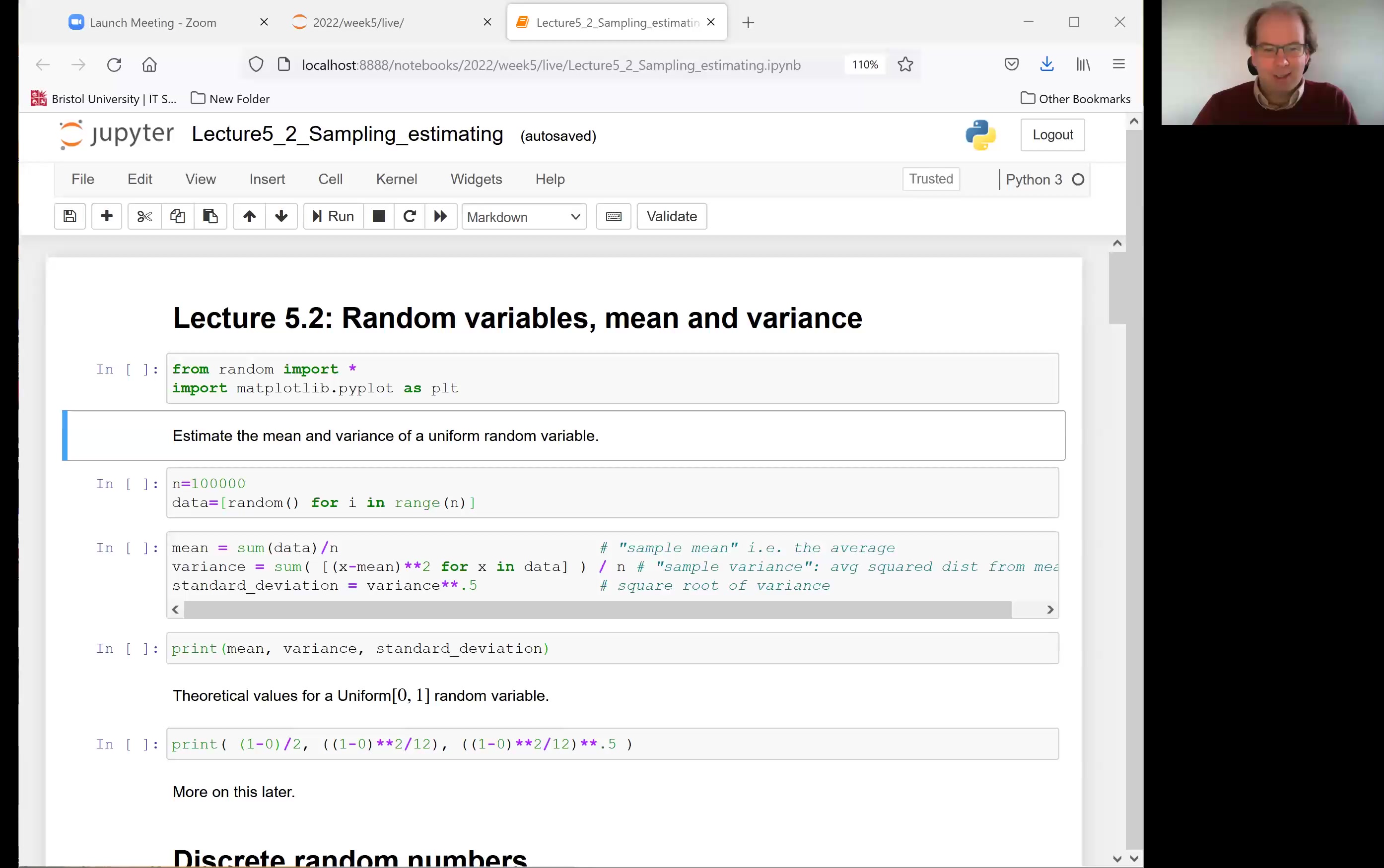 Mathematical Programming 2022 Lecture 5.2: sampling and estimating